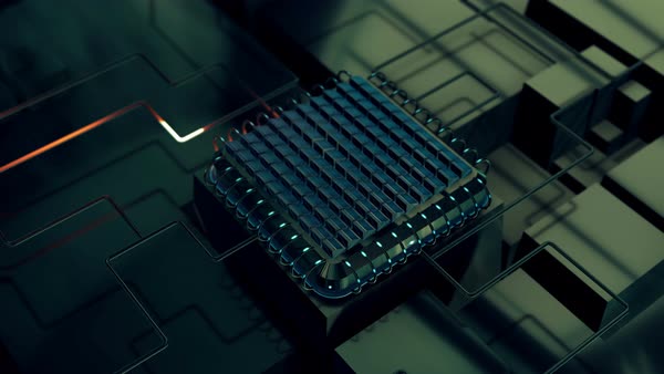 Data transmission futuristic virtual abstract technology CPU processor on database circuit board ...