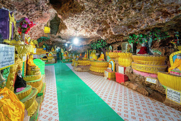 Buddha statues inside Shwe Oo Min Caves, Kalaw, Shan State, Myanmar (Burma), Asia - Royalty-free ...