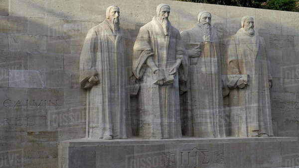 GENEVA, SWITZERLAND - JUNE, 7, 2019: statues at reformers wall in geneva switzerland - Stock ...