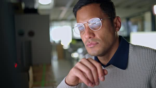 Hacker Cyber Security Or Digital Programmer Man Thinking Database Coding And Web Designer Or