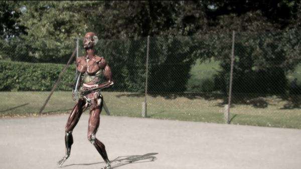 Skeleton tennis player hitting a forehand - Stock Video Footage - Dissolve