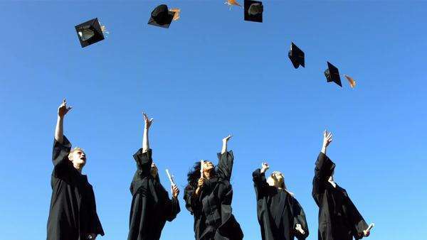 Group of graduates throwing graduation caps - Stock Video Footage ...