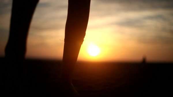 Witness the dance of colors as the sun sets over the beach. | Dissolve