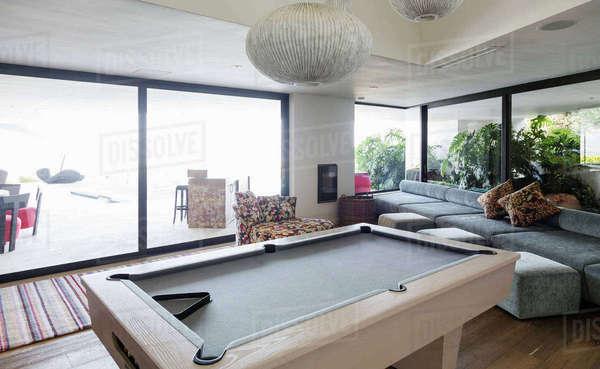 Pool table in luxury home showcase interior - Royalty-free Stock Photo ...