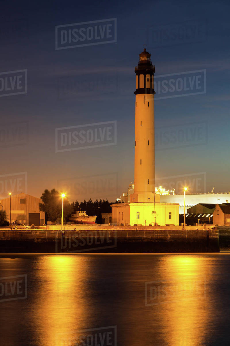 Dunkirk Lighthouse at night - Stock Photo - Dissolve