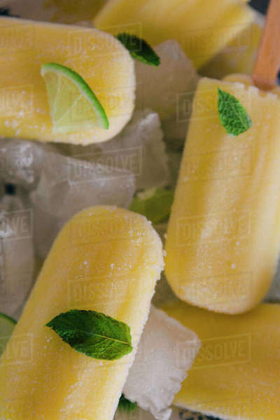 Lemon ice pops with mint and lime - Royalty-free Stock Photo | Dissolve