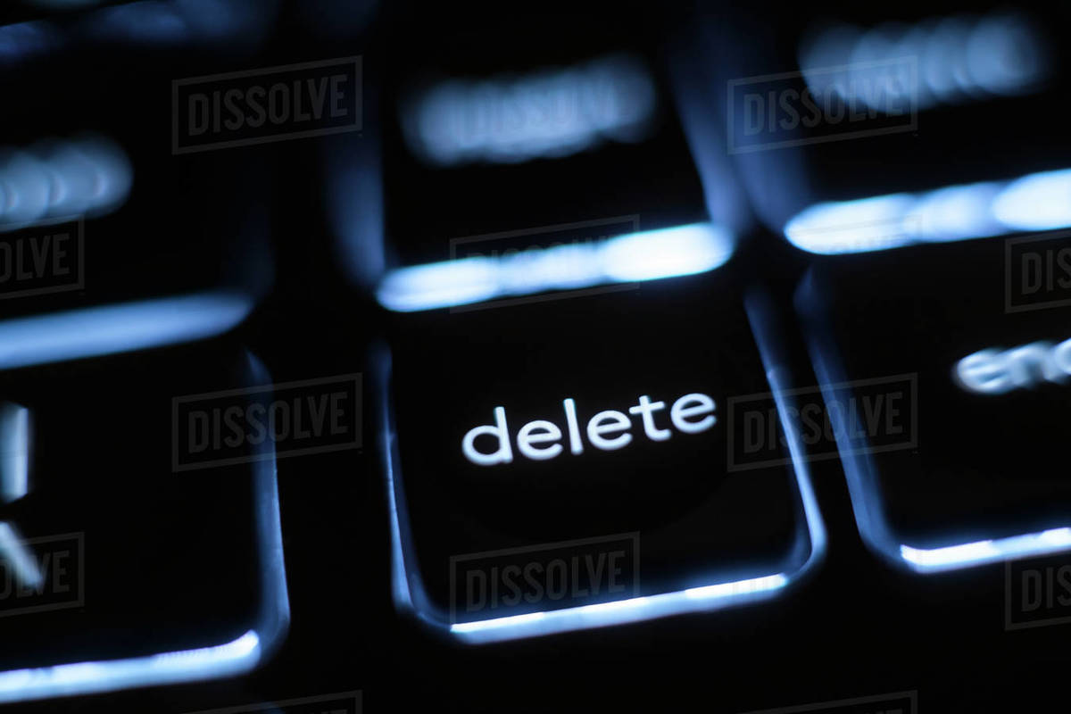 Illuminated 'delete' key on keyboard - Royalty-free Stock Photo | Dissolve