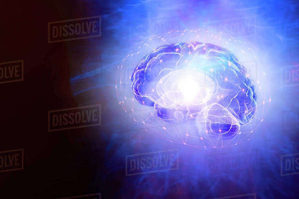 Illustration of human brain and bright light - Royalty-free Stock Photo ...