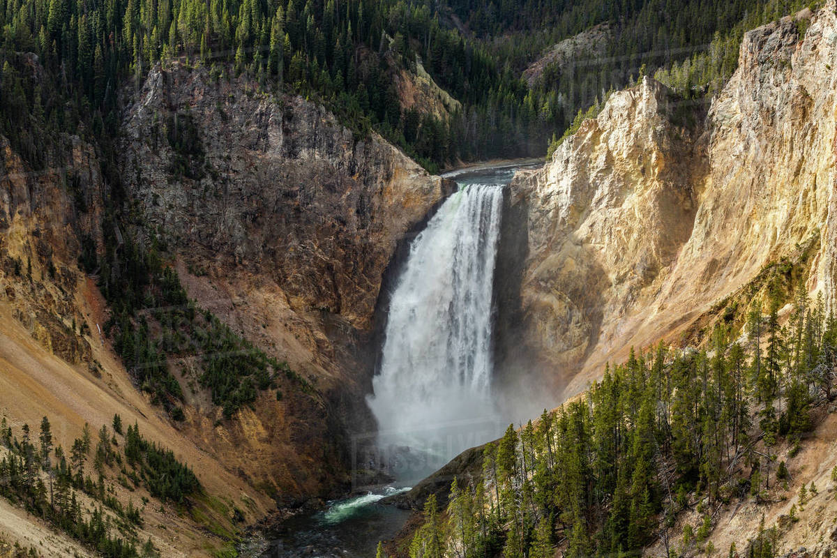 USA, Wyoming, Yellowstone National Park, Lower Yellowstone Falls in ...