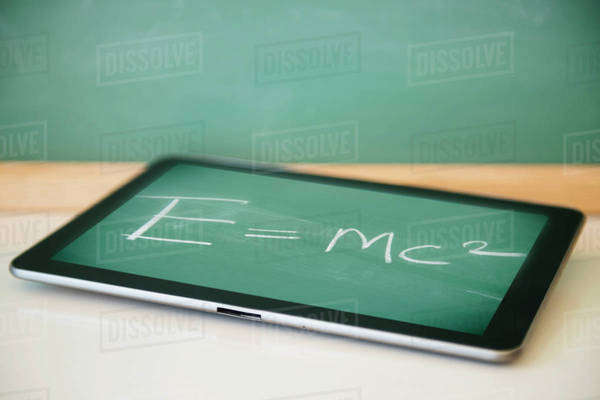 Theory of general relativity displayed on tablet - Stock Photo - Dissolve