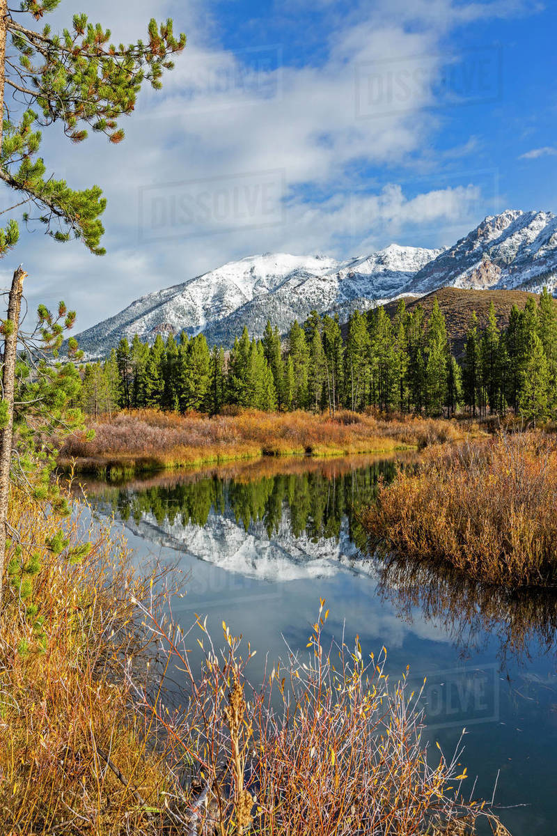 United States, Idaho, Sun Valley, Bald Mountain of snowy mountains ...