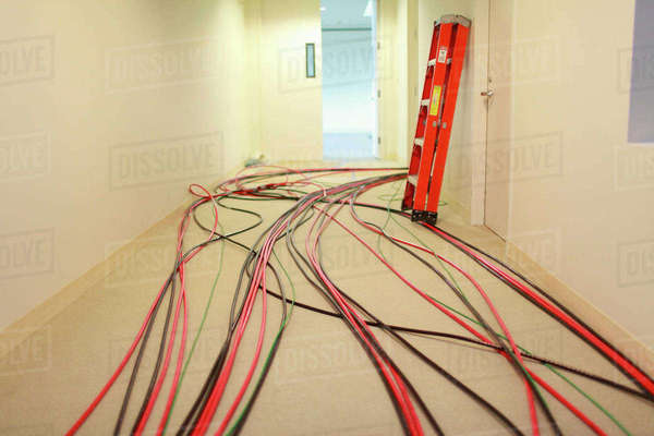 Electrical wires in hallway in new building - Royalty-free Stock Photo ...