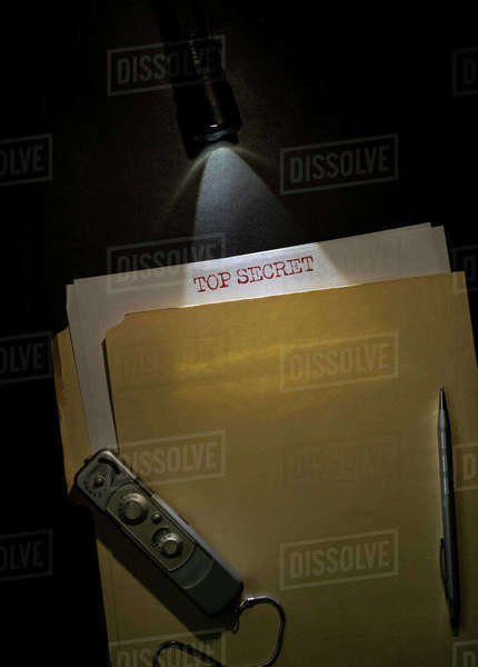 Overhead view of top secret documents on desk top - Royalty-free Stock ...