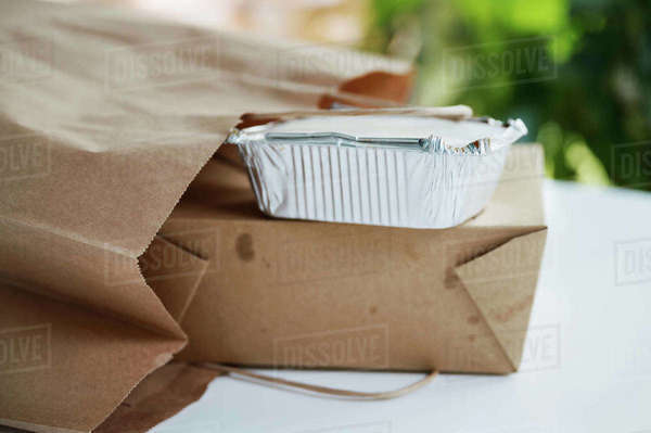 Close-up of take out food containers on table - Royalty-free Stock ...