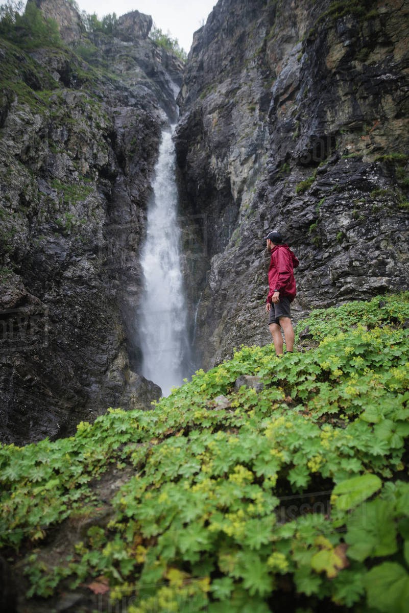 Russia , Karachay-Cherkessia, Arkhyz, Caucasus mountains, Hiker ...
