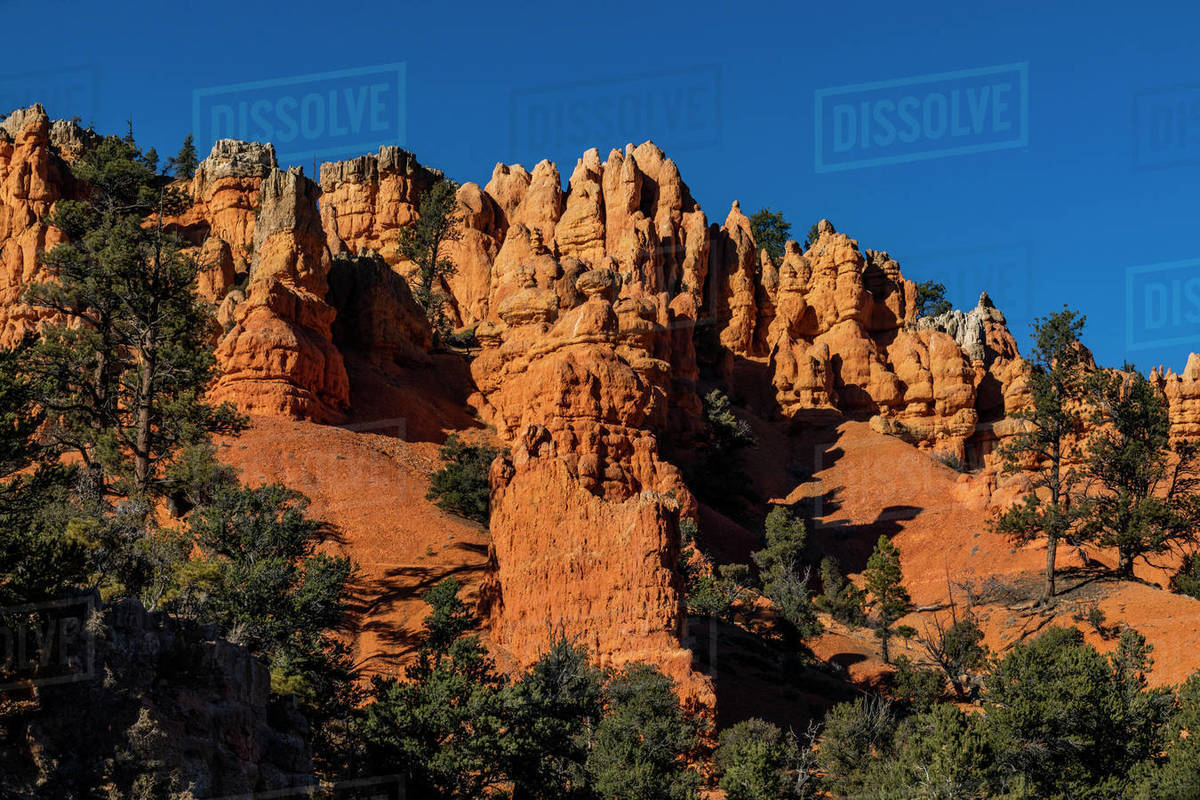 United States, Utah, Bryce Canyon National Park, Hoodoo rock formations ...