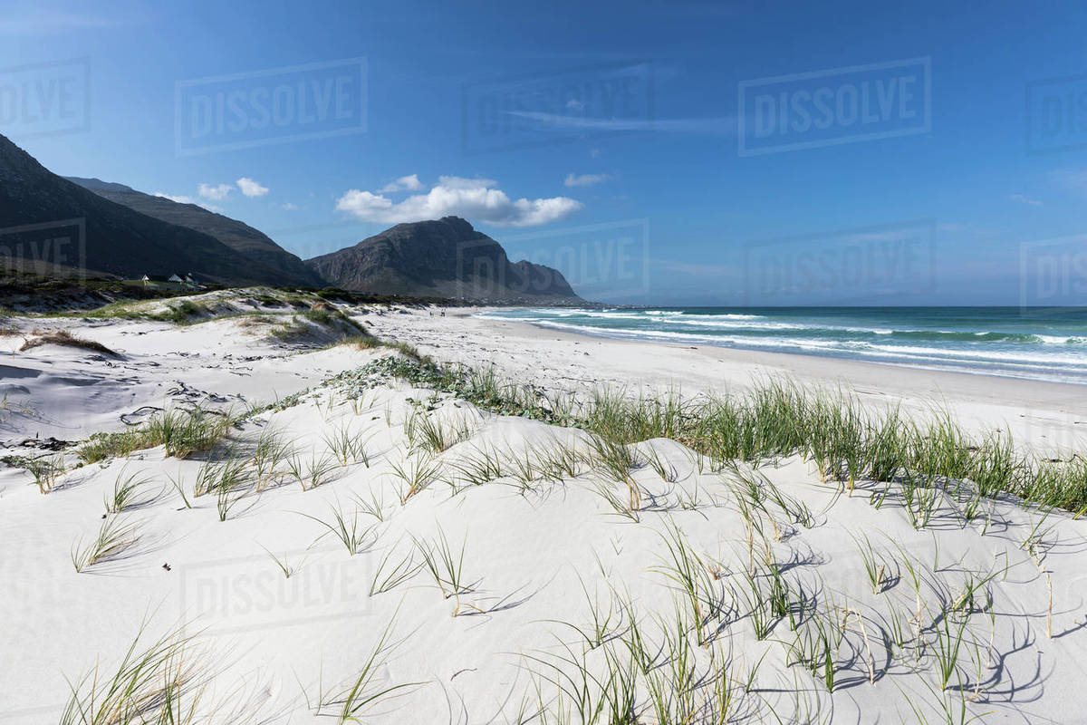South Africa, Western Cape, Sand dunes, mountains, and sea - Stock ...