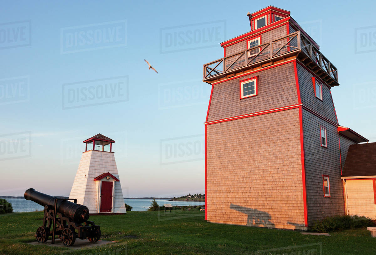 La Have Lighthouse and cannon on shore - Royalty-free Stock Photo ...