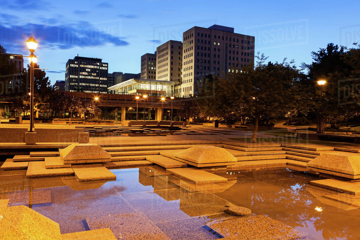Town square at night - Royalty-free Stock Photo | Dissolve