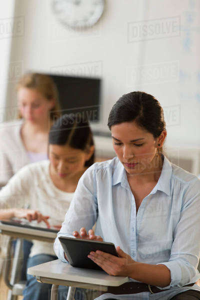 Students (14-19) using digital tablets - Royalty-free Stock Photo ...