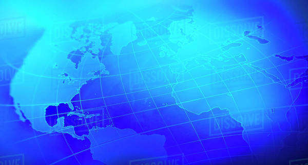 Blue world map, studio shot - Royalty-free Stock Photo | Dissolve