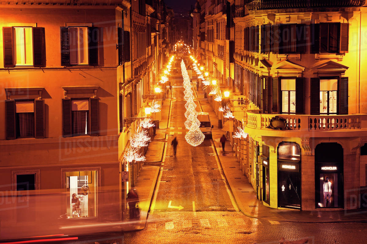 Via Condotti at night - Stock Photo - Dissolve