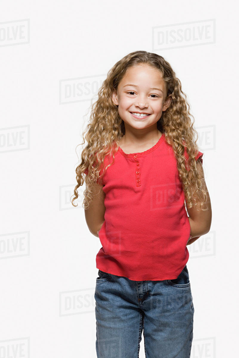 Portrait of smiling girl (8-9), studio shot - Royalty-free Stock Photo ...