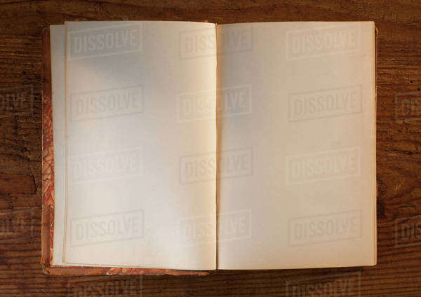 Close up of open book with white, empty pages - Stock Photo - Dissolve