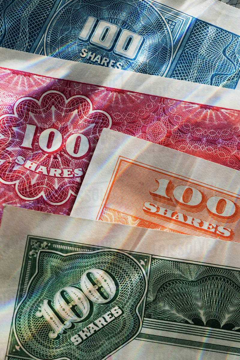 Close up of various stock shares - Royalty-free Stock Photo | Dissolve