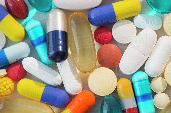 Studio shot of various pills - Royalty-free Stock Photo | Dissolve