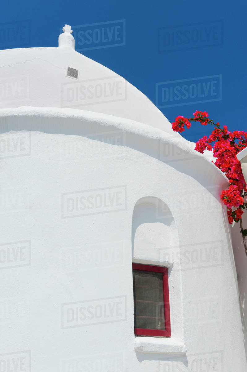 Greece, Cyclades Islands, Mykonos, Traditional building window ...
