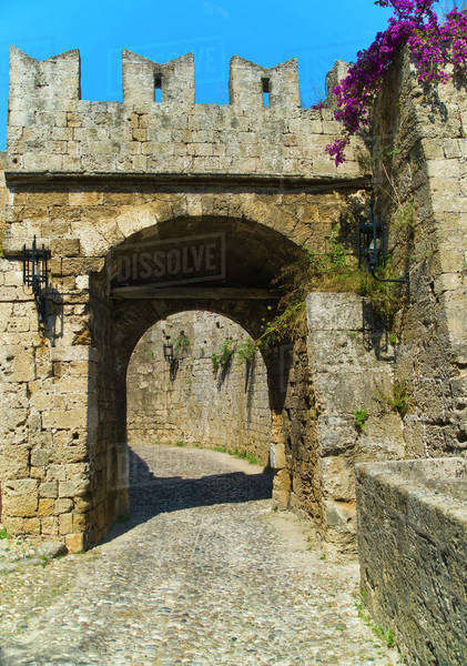 Greece, Rhodes, Medieval fortified wall - Royalty-free Stock Photo ...