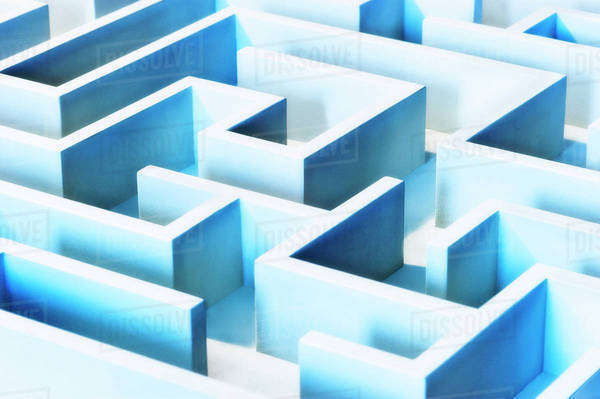 Studio shot of blue maze - Stock Photo - Dissolve