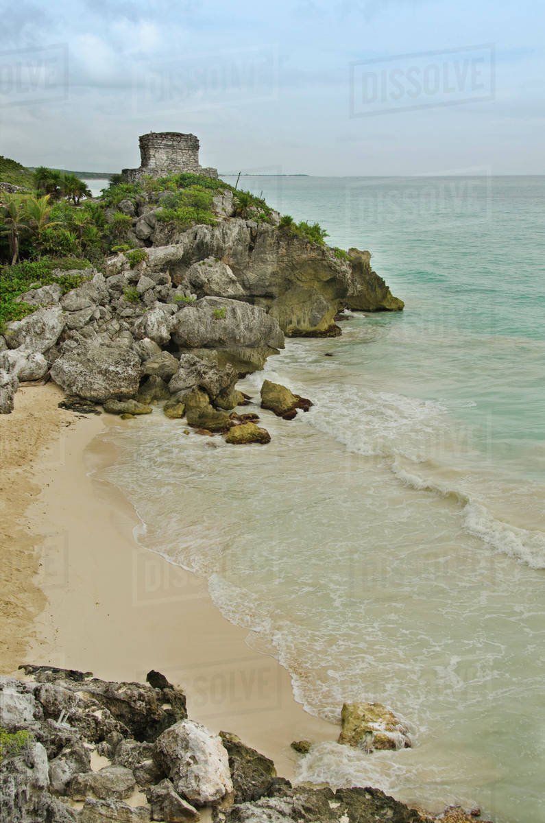 Mexico, Tulum, ancient ruins on beach - Royalty-free Stock Photo | Dissolve