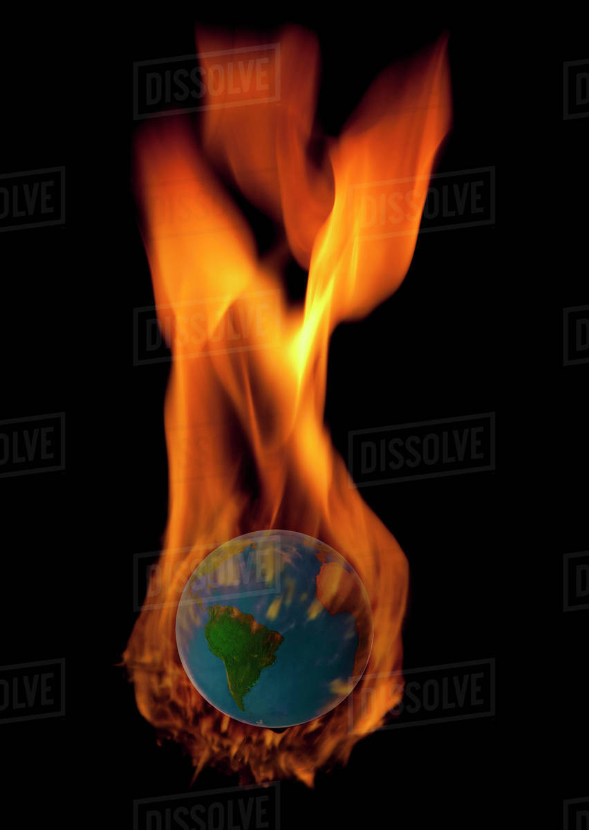 Studio Shot of burning globe - Royalty-free Stock Photo | Dissolve
