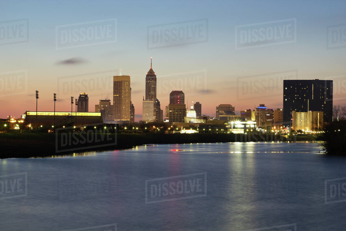 USA, Indiana, Indianapolis, Skyline with State Capitol Building ...