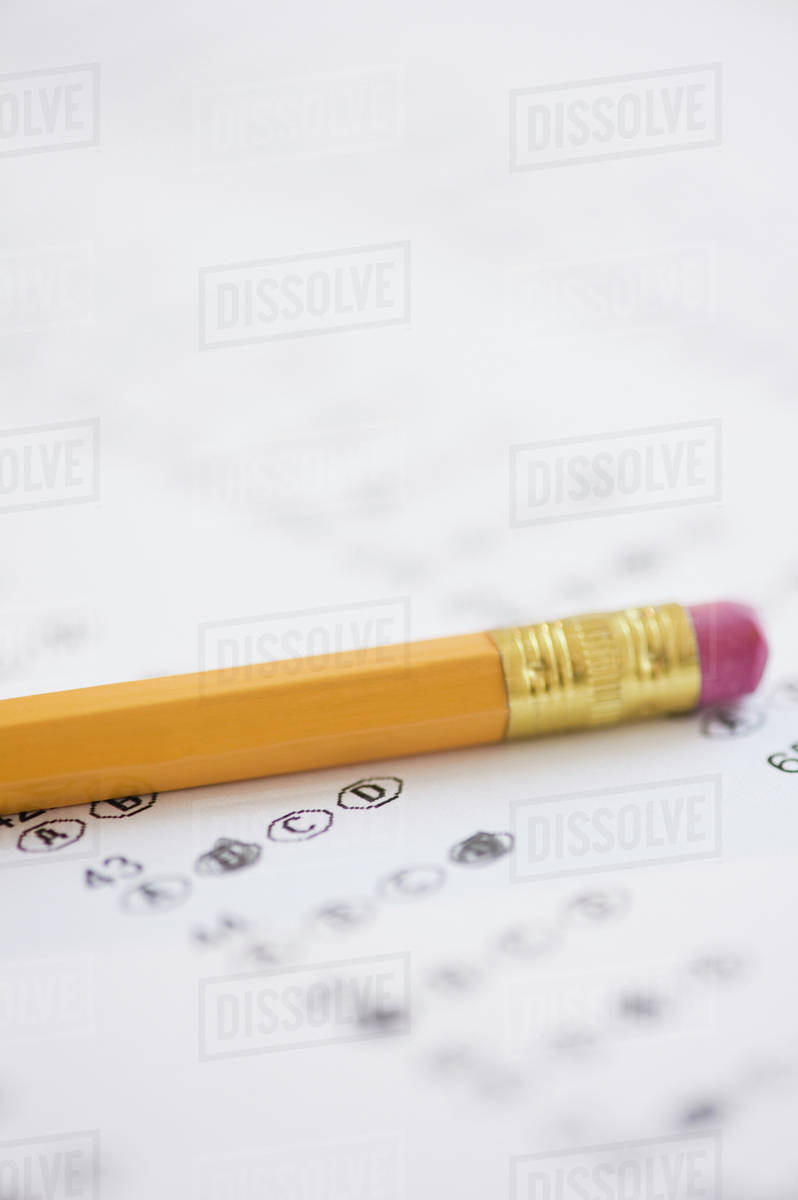 Pencil with eraser on school test sheet - Royalty-free Stock Photo ...