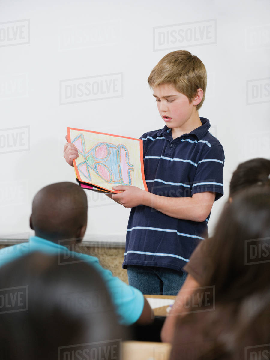 Elementary student giving class presentation - Royalty-free Stock Photo ...