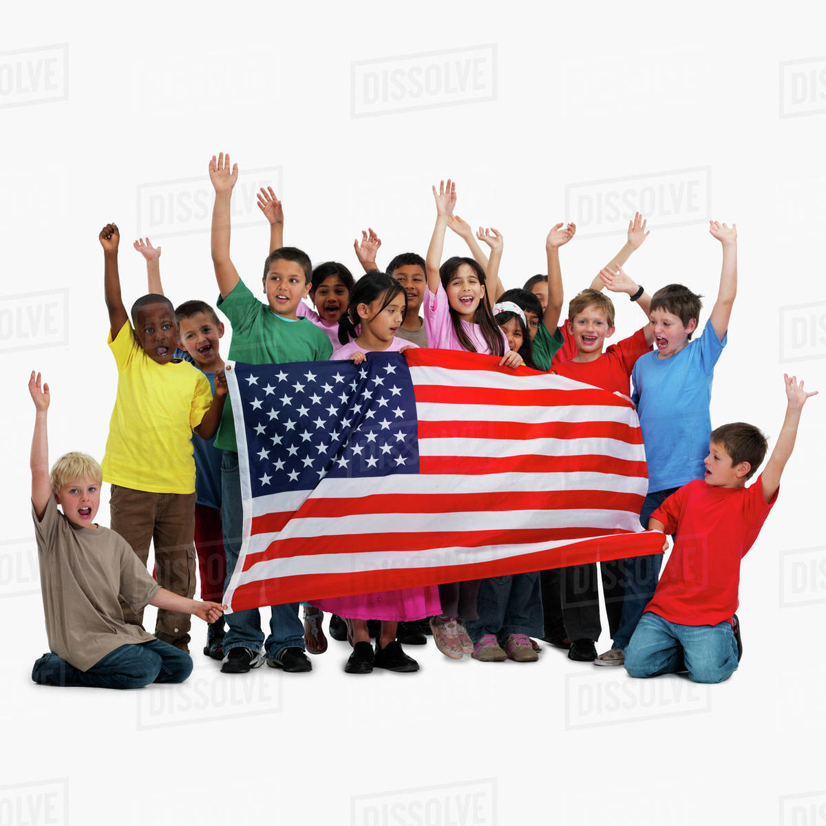 Children holding flag - Royalty-free Stock Photo | Dissolve