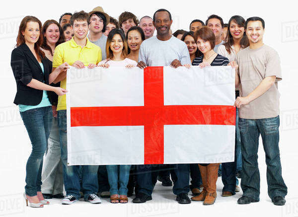 Group of people holding flag - Stock Photo - Dissolve
