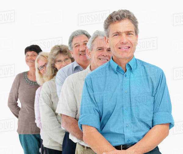 A group of smiling people standing in a line - Royalty-free Stock Photo ...