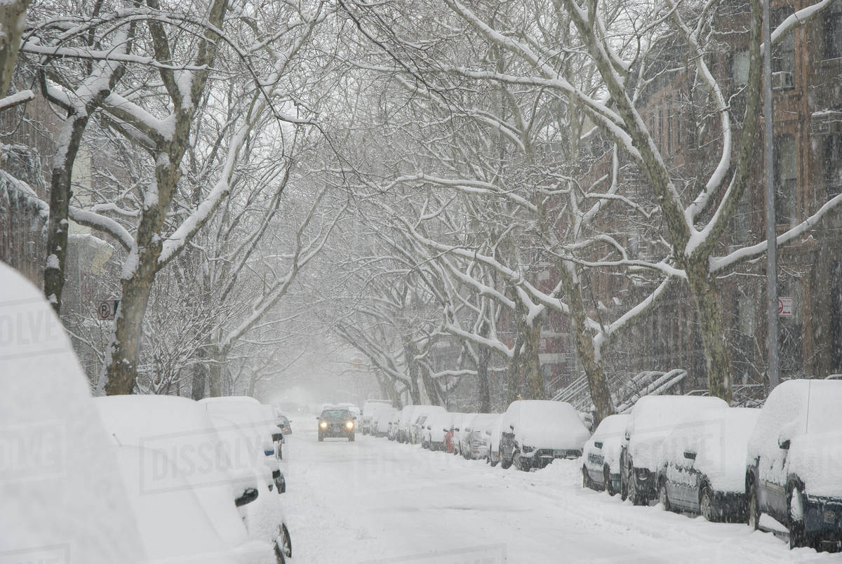 Street in snow - Stock Photo - Dissolve