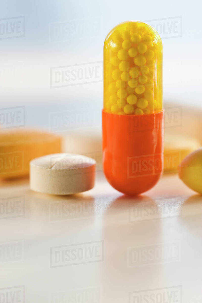 Close up of medicine capsule and pills - Royalty-free Stock Photo ...
