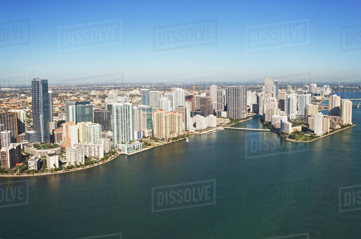 Aerial view of waterfront city - Royalty-free Stock Photo | Dissolve