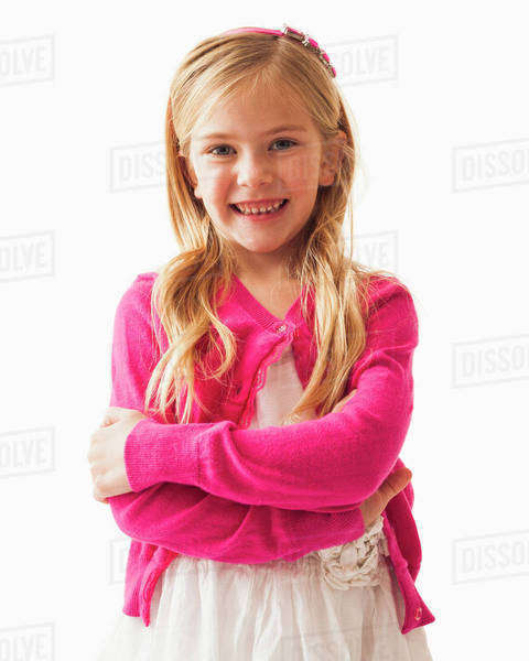 Studio portrait of girl (6-7) - Royalty-free Stock Photo | Dissolve