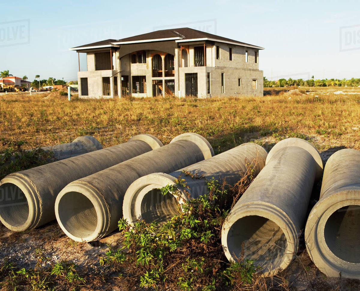 Home construction, sewer pipes - Royalty-free Stock Photo | Dissolve