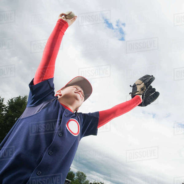 Baseball player celebrating with arms raised - Royalty-free Stock Photo ...