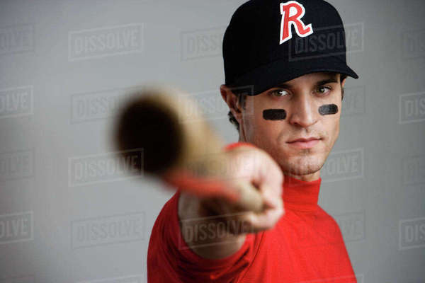 Close up of baseball player pointing bat - Royalty-free Stock Photo ...