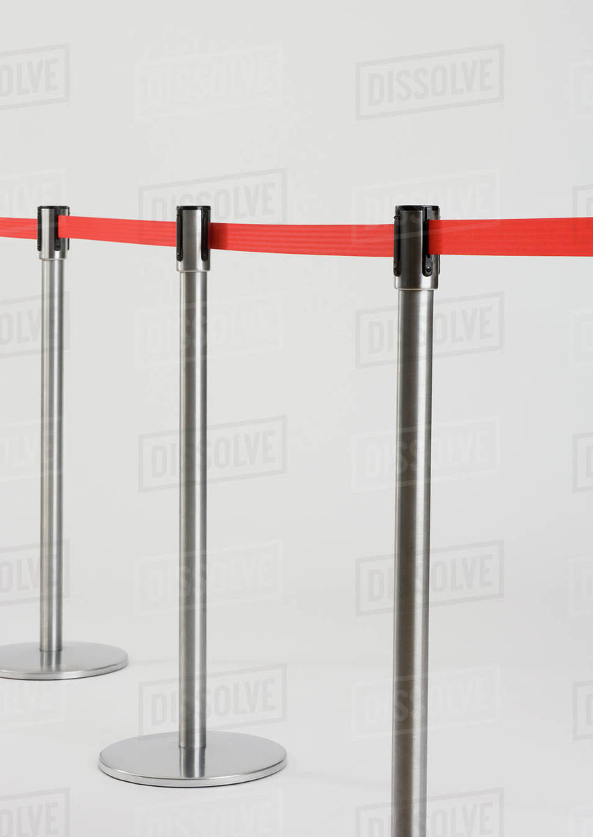 Studio shot of retractable belt crowd control barriers - Royalty-free ...