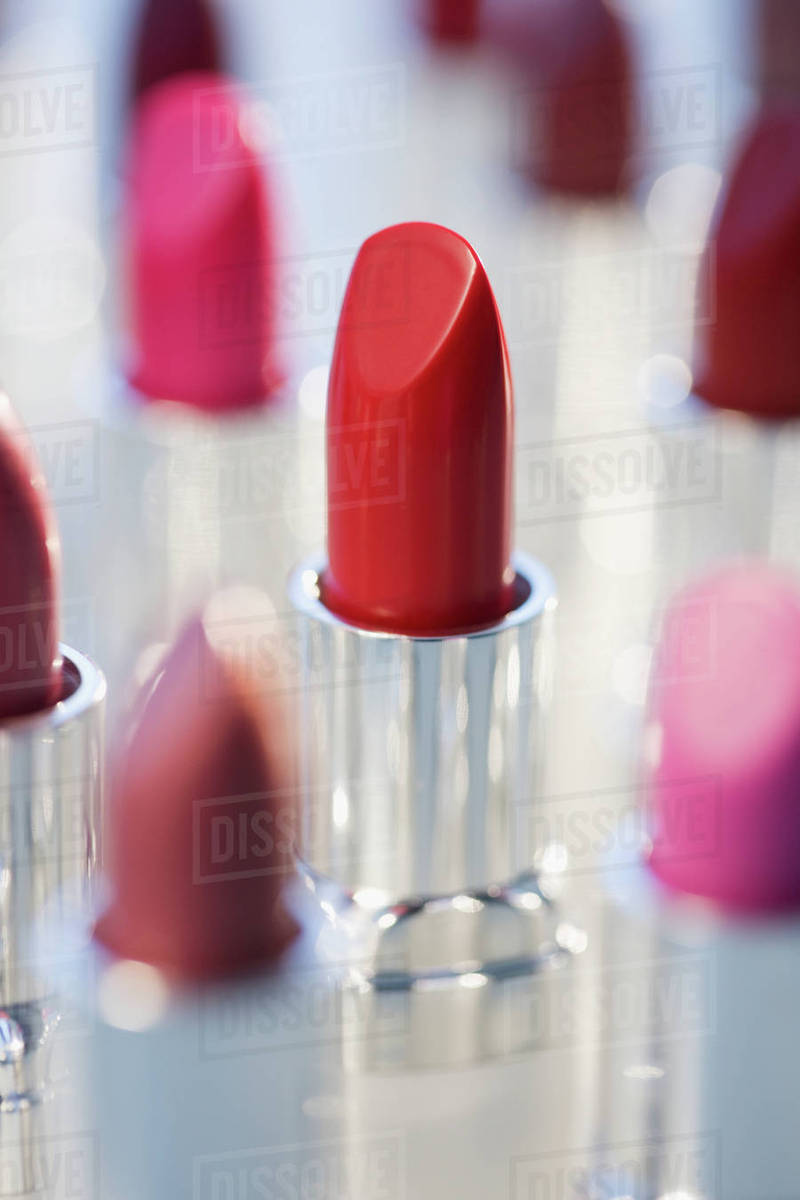 Close up of assorted lipsticks - Stock Photo - Dissolve